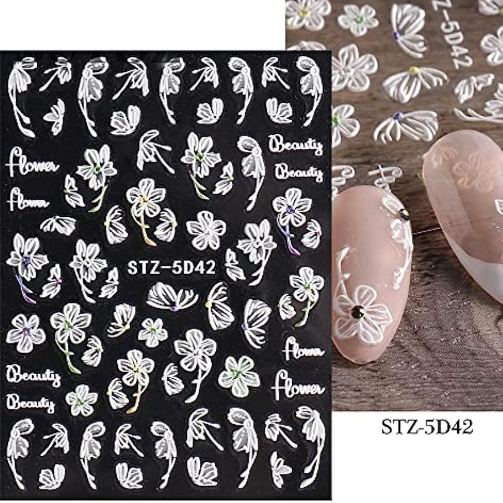 5d embossed flowers nail art stickers acrylic nails engraved Temu Australia