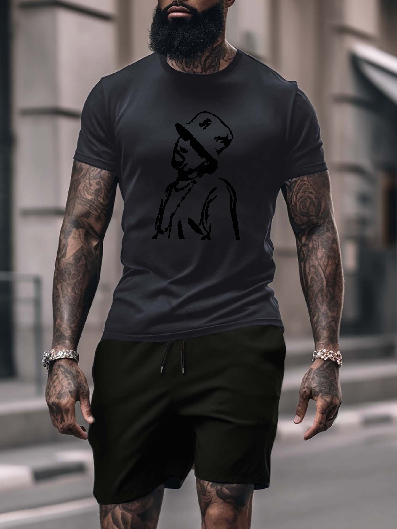 Grote maten herenset met beroemde rapper en grafische print - Temu Belgium