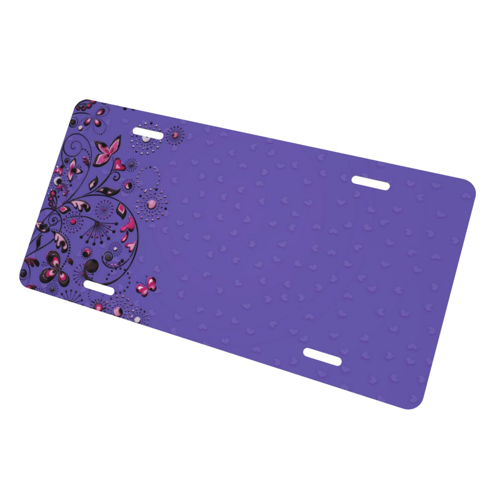 1pc flowers butterflies hearts purple pattern aluminum metal license ...
