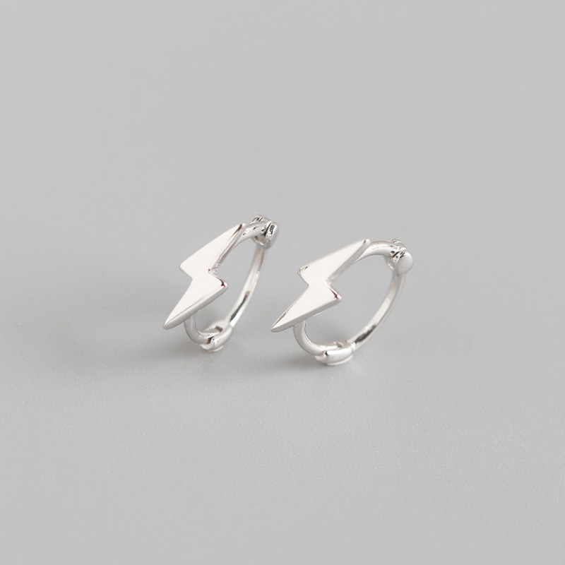 s925 sterling silver minimalist glossy lightning design mini - Temu ...