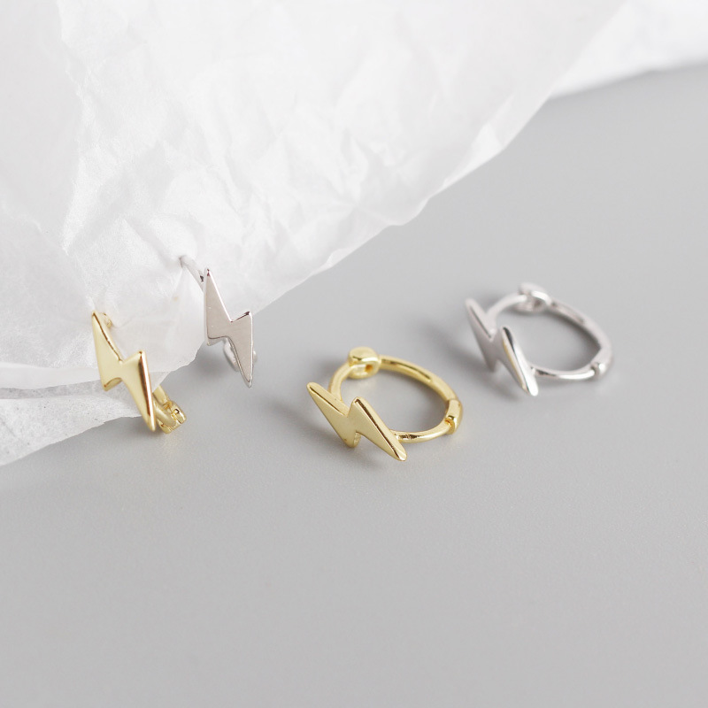 s925 sterling silver minimalist glossy lightning design mini - Temu ...