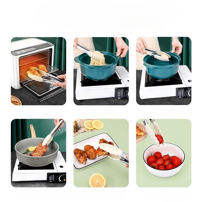 1pc 2pcs Stainless Steel Food Tong Silicone Multifunctional Food Clips ...