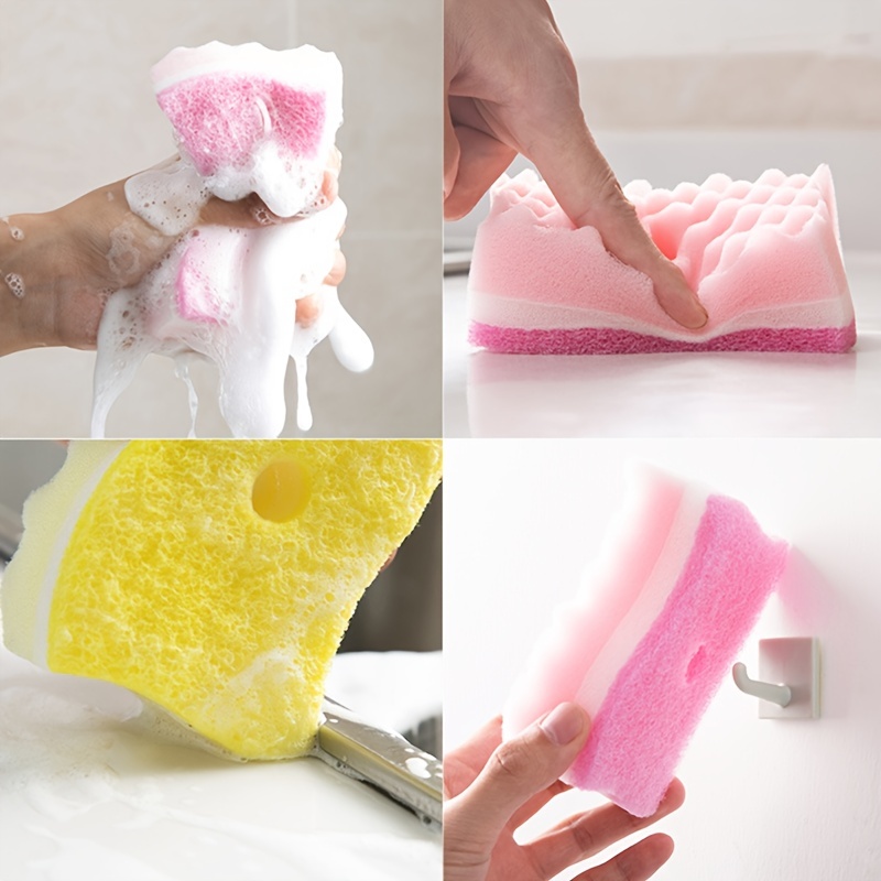 Wave Cleaning Sponge Double sided Scouring Pad Household - Temu United
