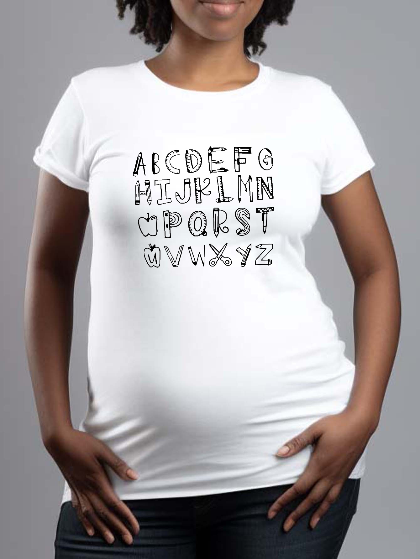 Alphabet Letter Print Women's Stylish Maternity T shirt - Temu South Africa