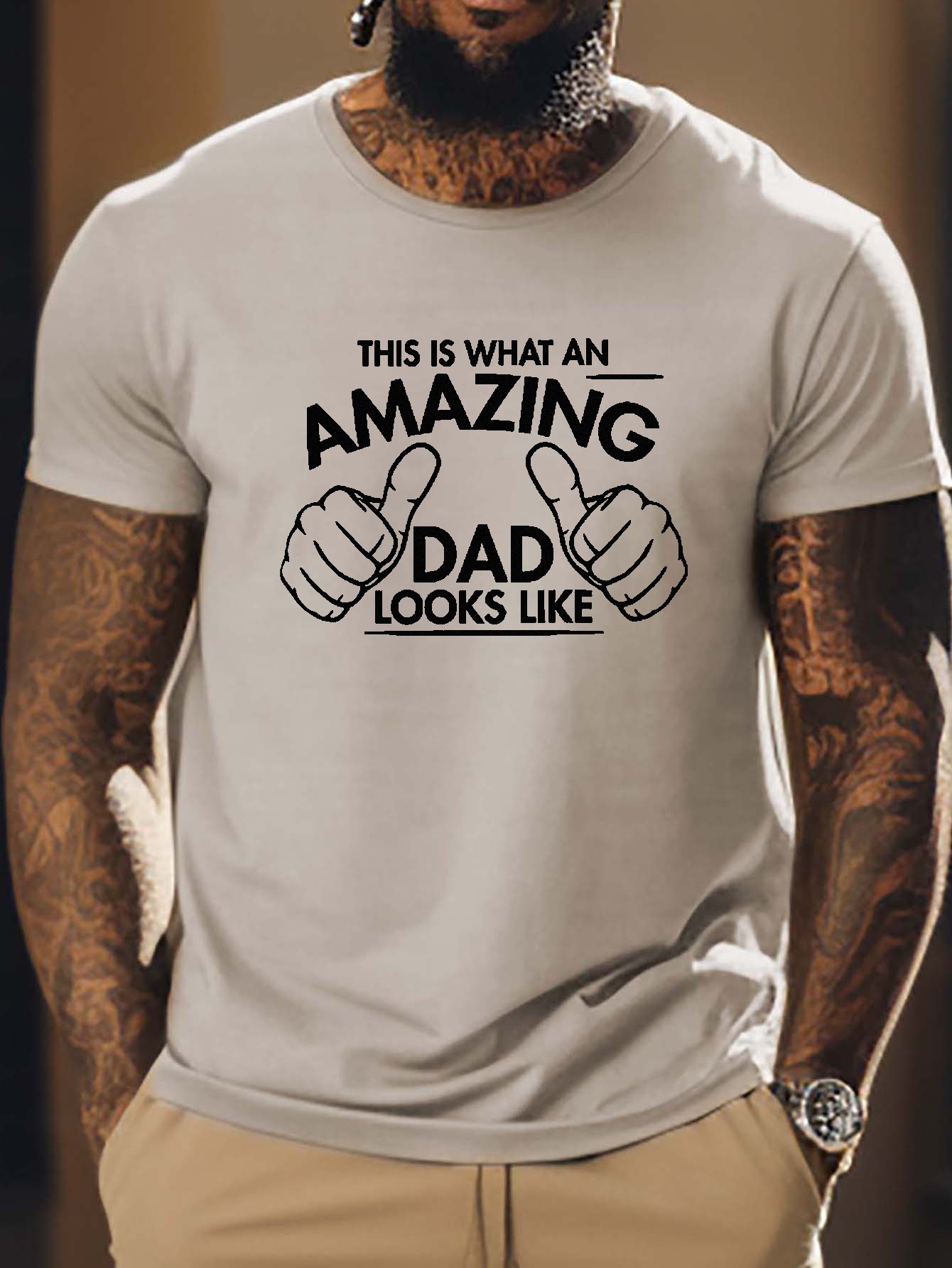 Funny Amazing Dad Letter Pattern Print Men's Comfy Chic T - Temu ...