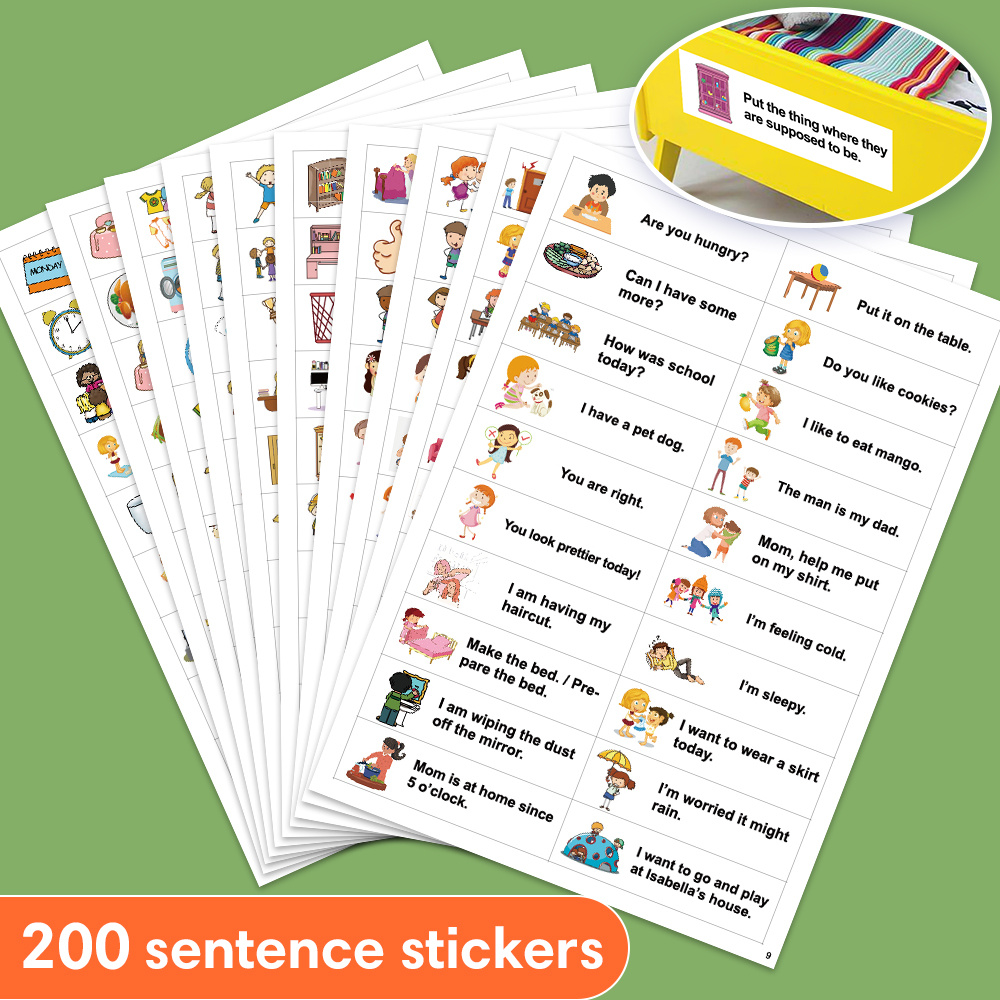 Learning Cute Stickers Family Daily Routines Sentences - Temu