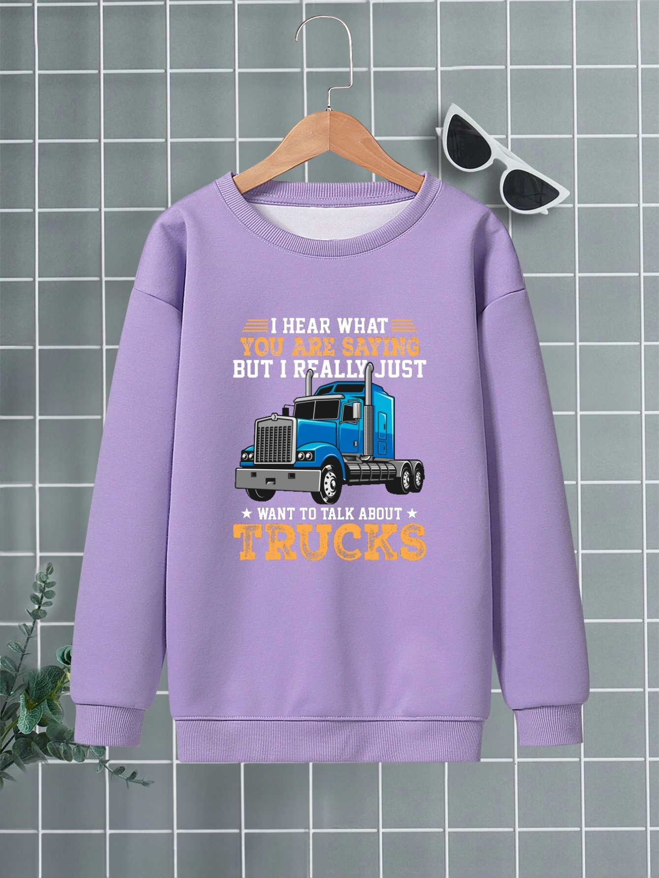 Truck Theme Print Sweatshirt Boys Casual Graphic Design - Temu New Zealand