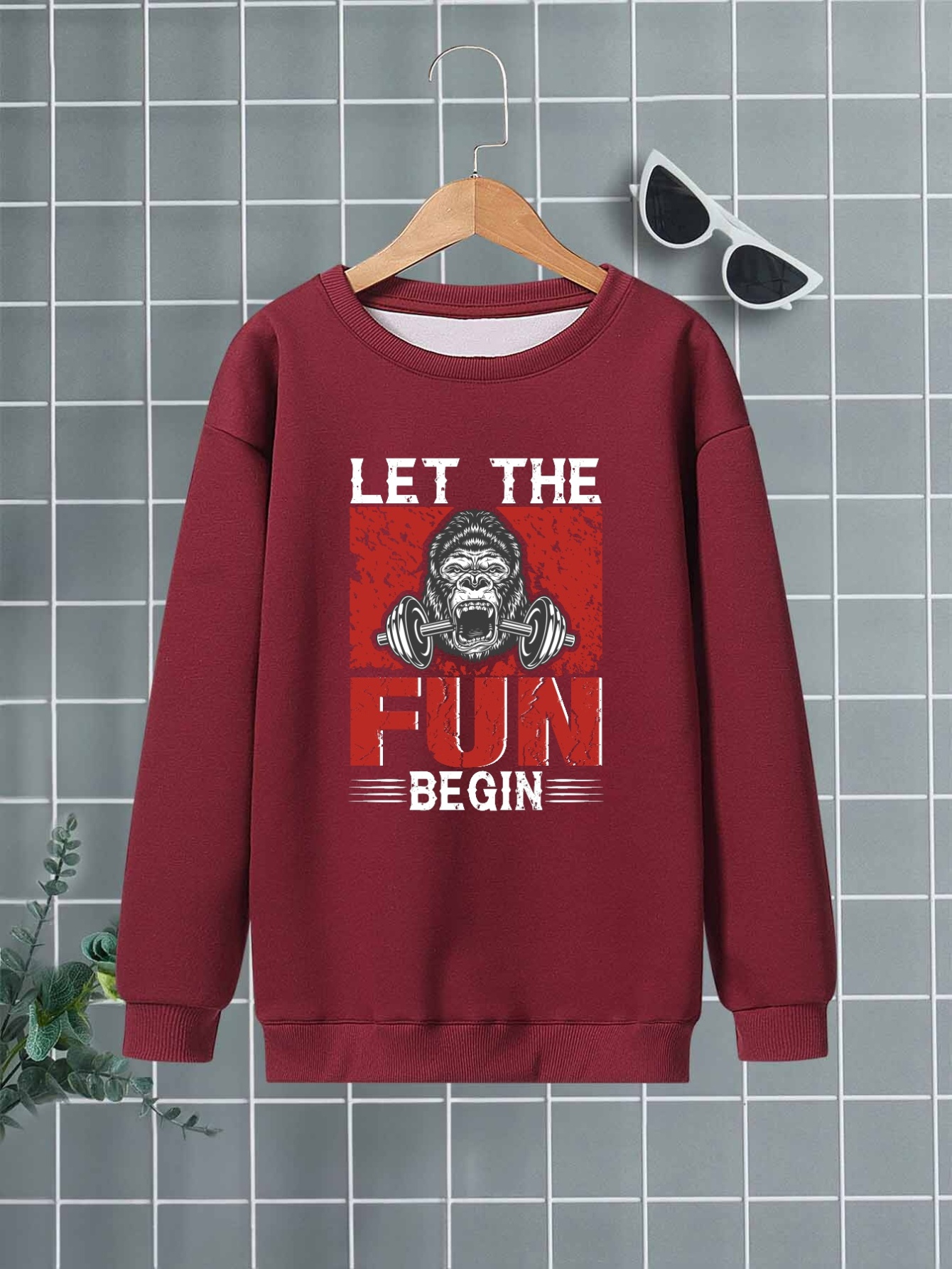 Gorilla Pattern Kids Sweatshirt Let Fun Begin Print Long - Temu New Zealand