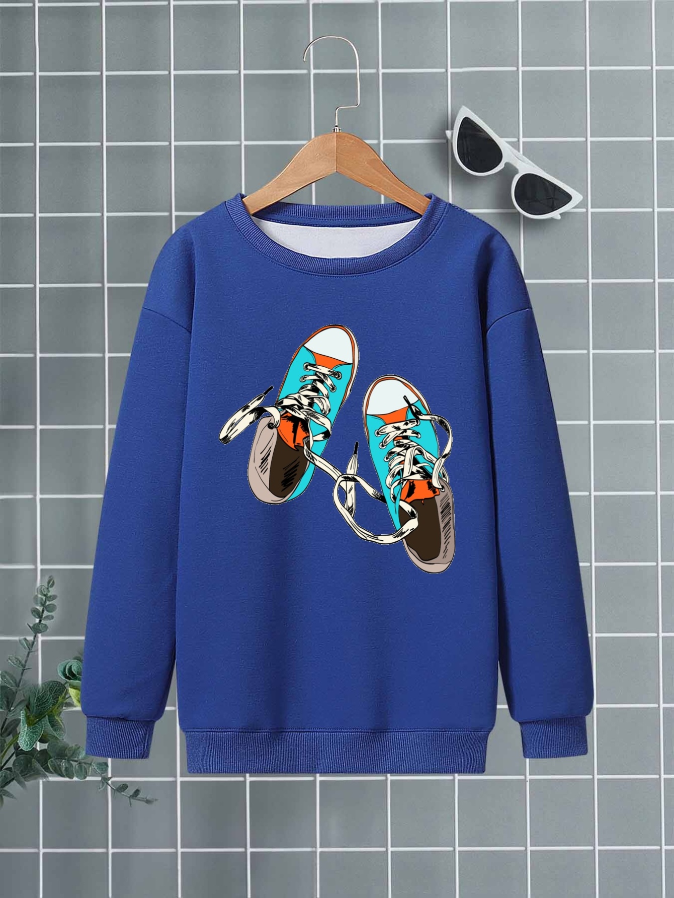 Fashion Canvas Shoes Pattern Print Sweatshirt Kids Boys Keep - Temu New ...