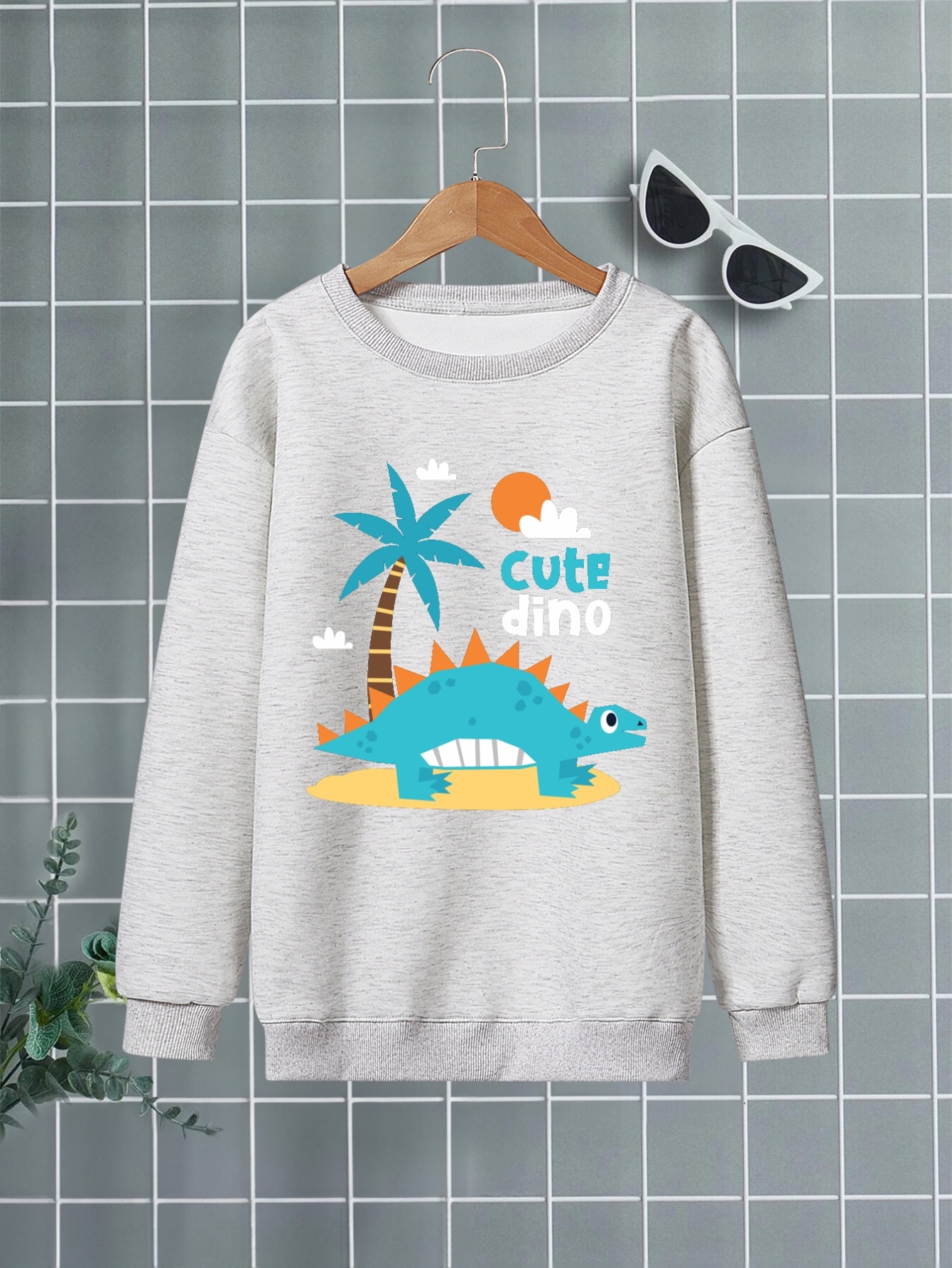 Cute Dino Print Pullover Sweatshirt For Boys Crew Neck Tops - Temu ...