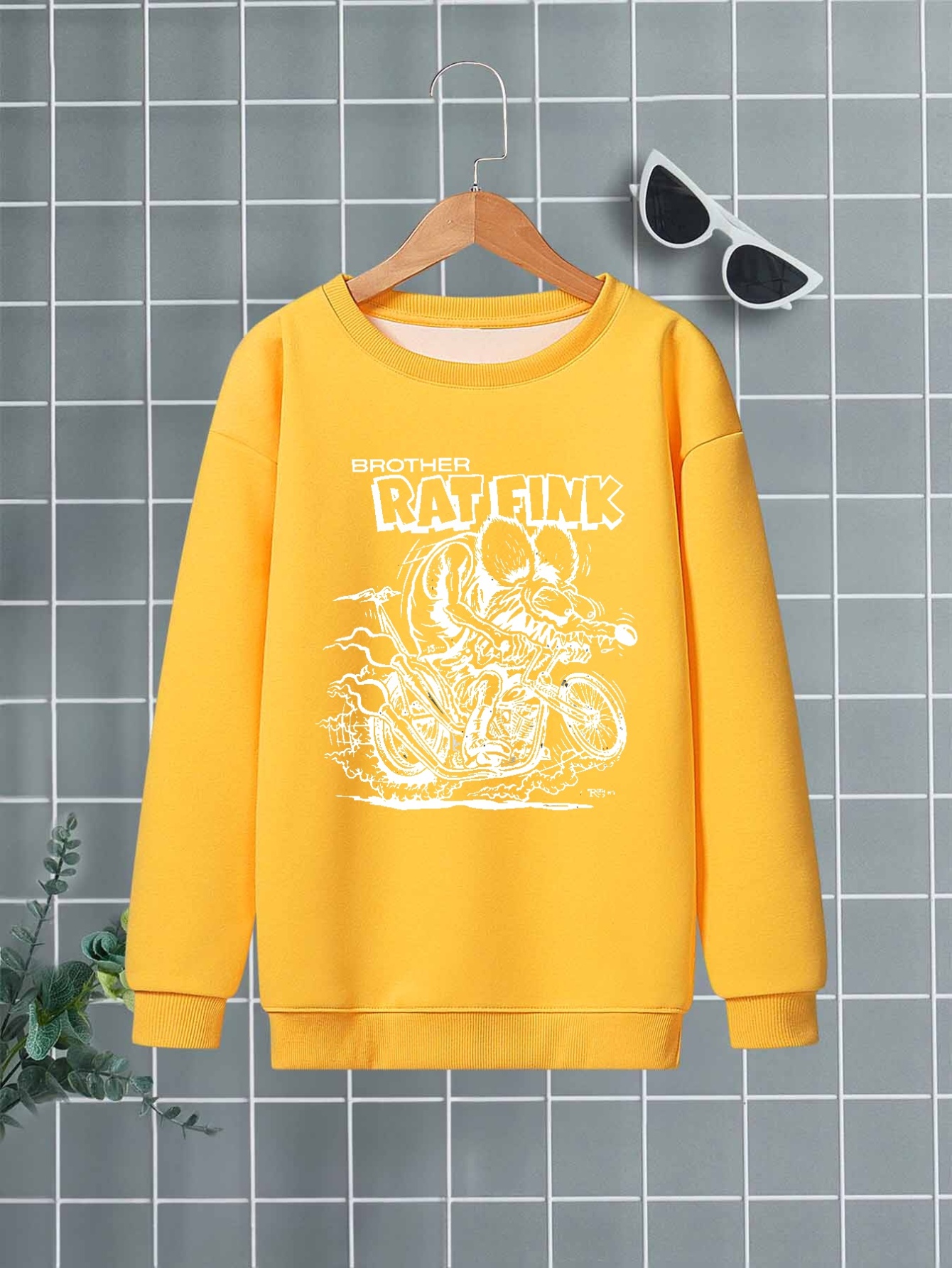 Cartoon Rider Pattern Kids Sweatshirt brother Rat Finkprint - Temu Japan