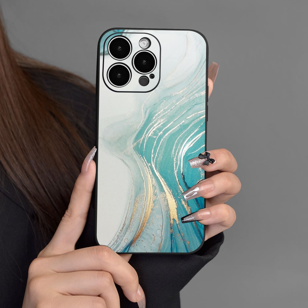 Green White Marble Pattern Liquid Silicone Mobile Phone Case - Temu ...