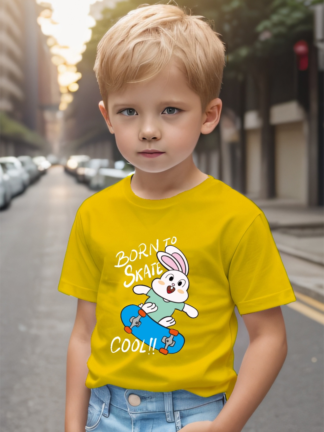 Cool Bunny Print T Shirt Tees Kids Boys Casual Short - Temu Australia