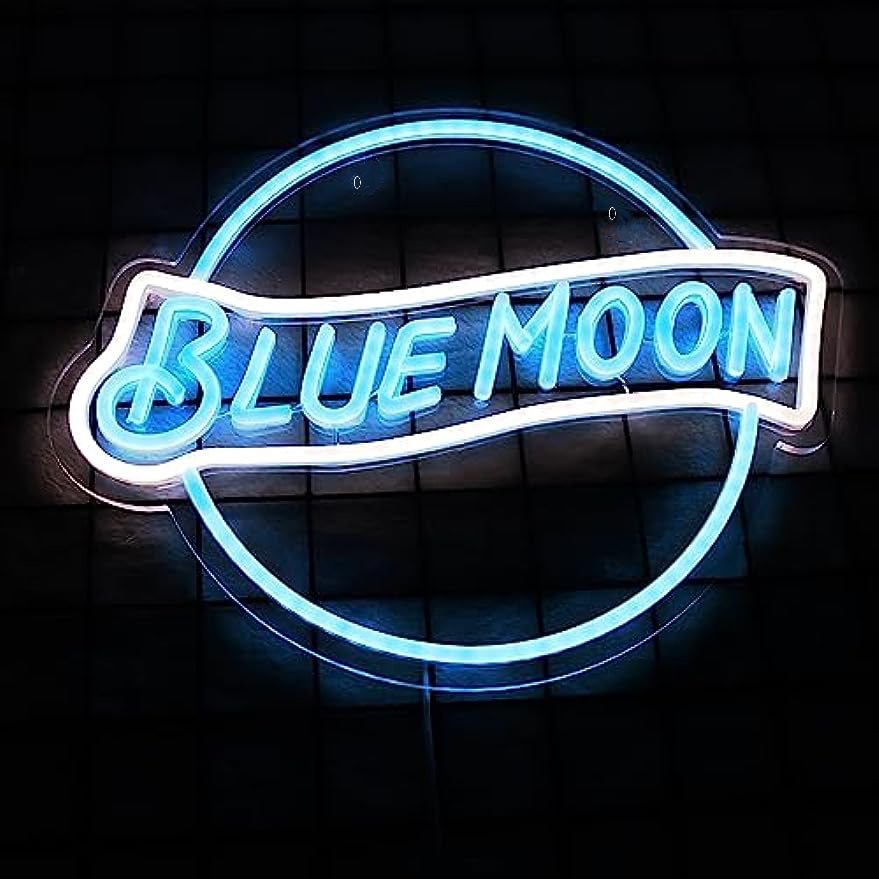Blue Moon Neon Sign Wall Decor Neon Light Bedroom Led Sign - Temu
