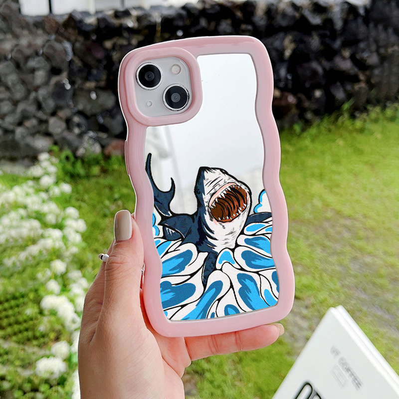 Cute Whale Mirror Print Phone Case - Temu United Kingdom