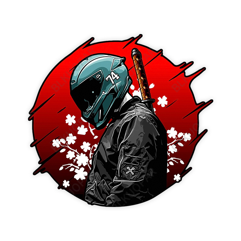 Motorcycle Samurai Car Stickers Waterproof Viny Red Sun - Temu