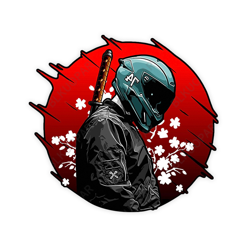 Motorcycle Samurai Car Stickers Waterproof Viny Red Sun - Temu