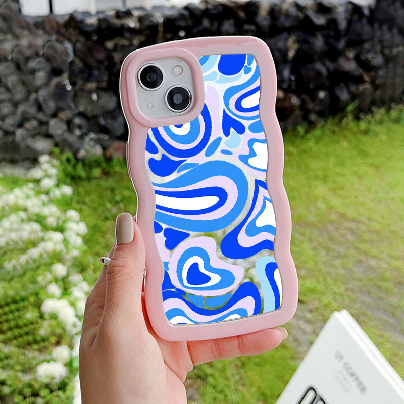 Blue Heart Mirror Print Phone Case - Temu United Kingdom
