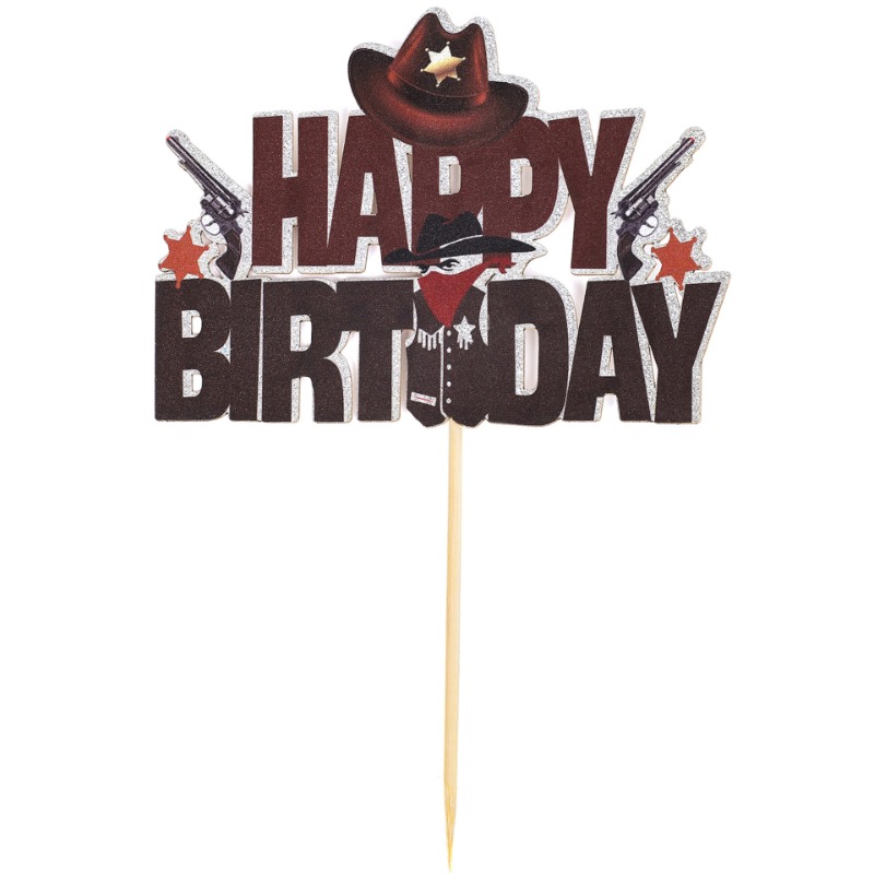 Cowboy Cake Topper Happy Birthday Cake Toppers Wild West - Temu