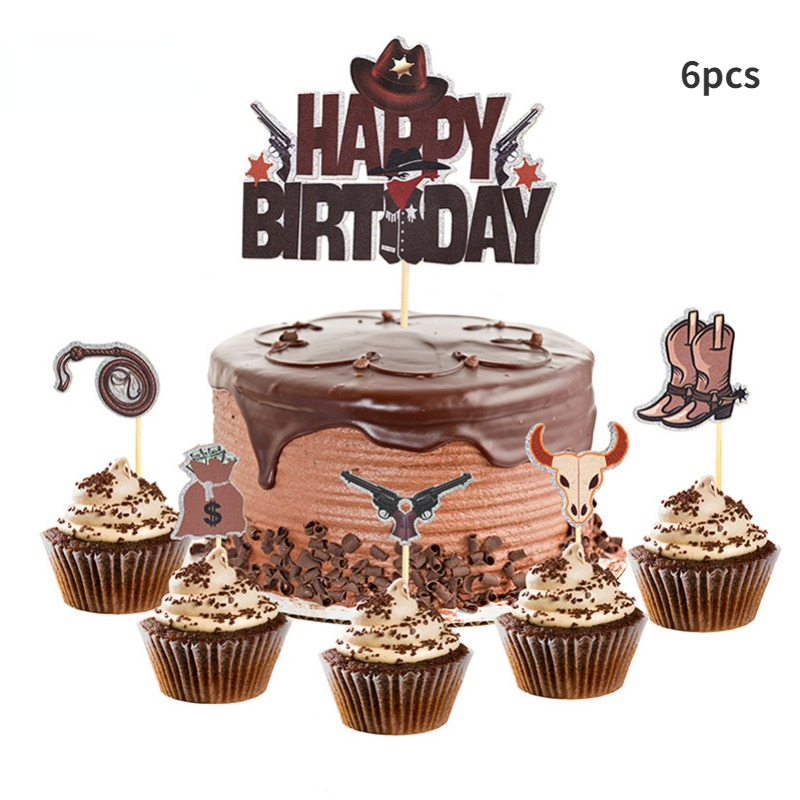 Cowboy Cake Topper Happy Birthday Cake Toppers Wild West - Temu