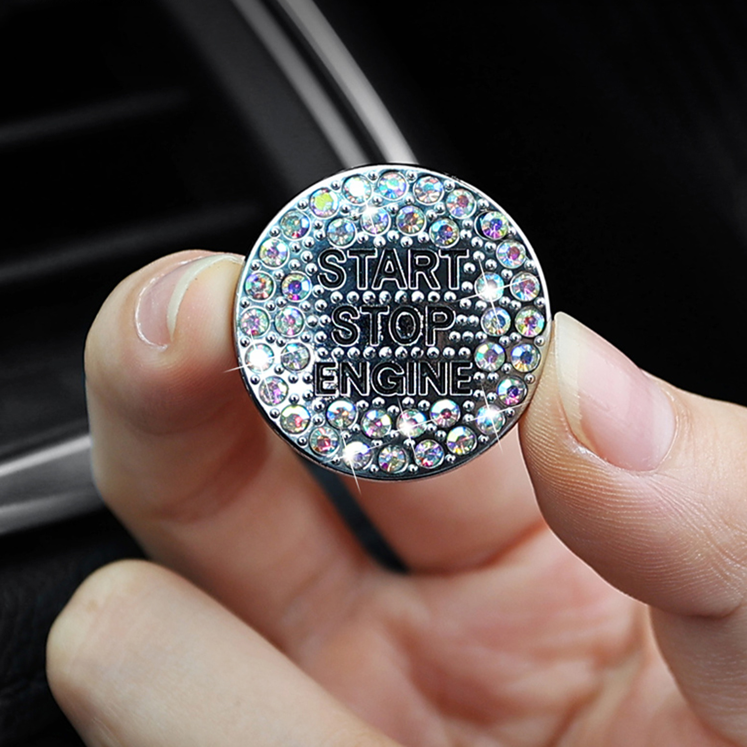 Car Crystal Ring Emblem Sticker Car Interior - Temu