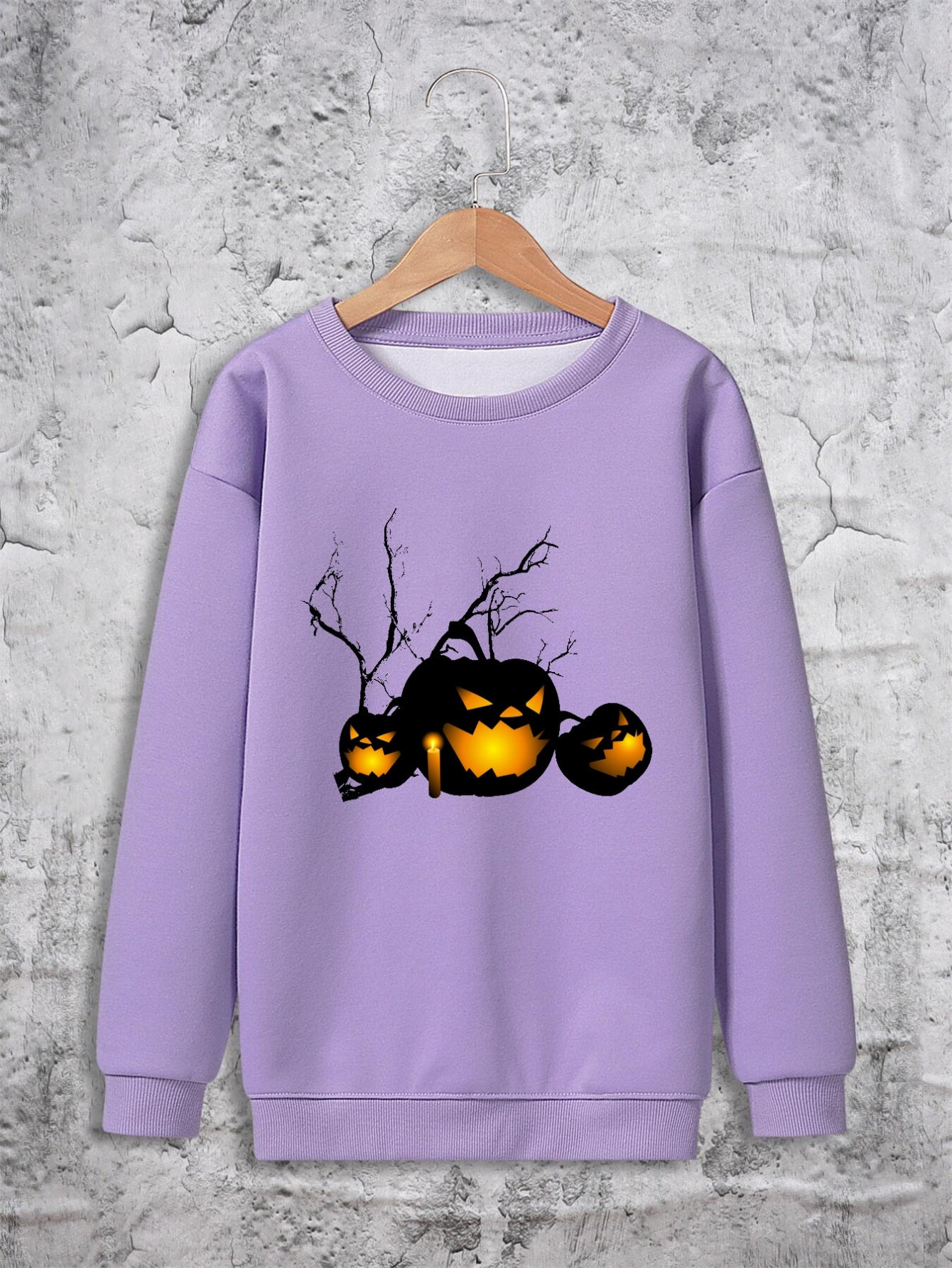 Pumpkin Lantern Print Loose Tops For Girls Halloween Long - Temu Australia