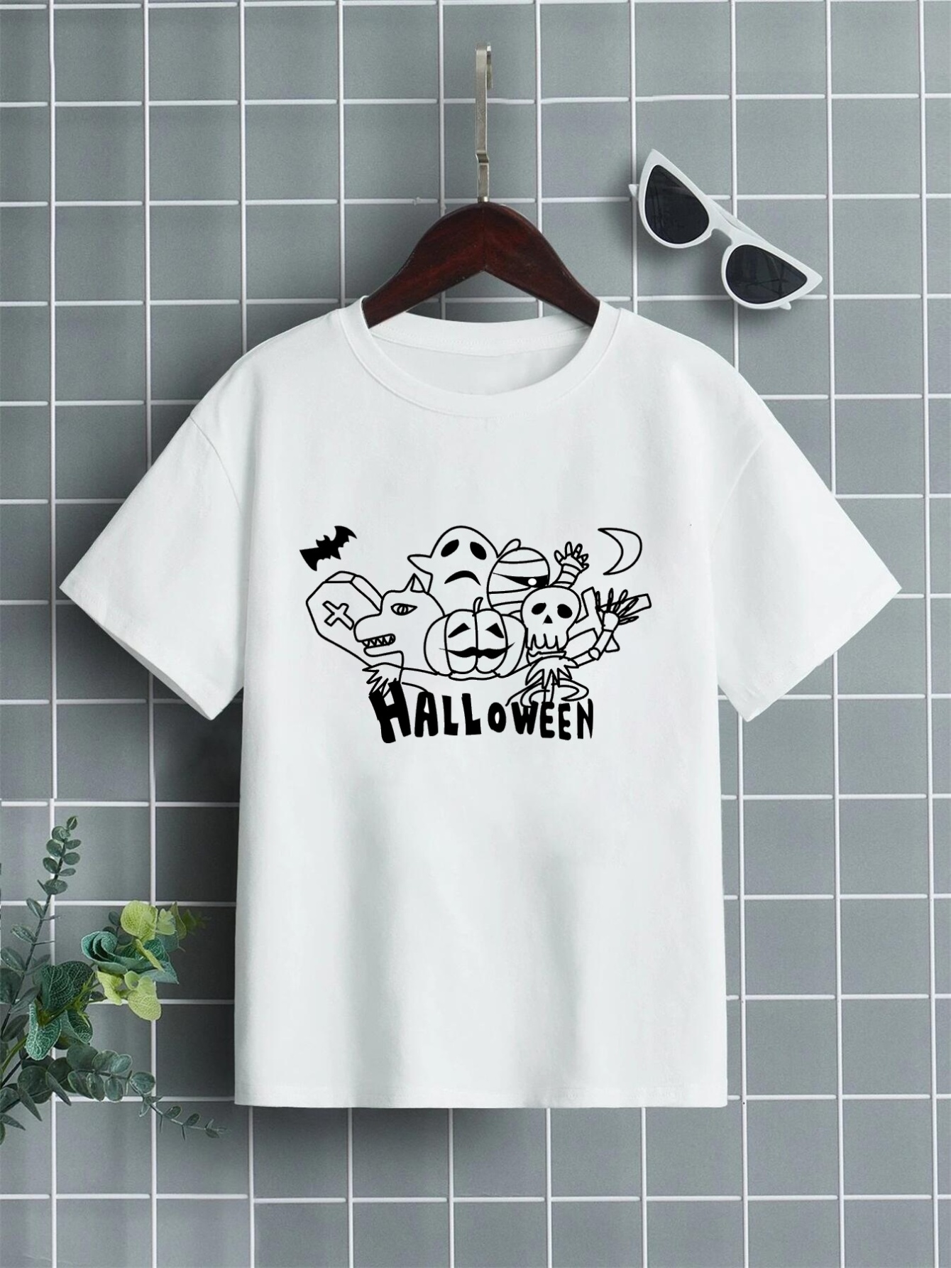 Cartoon Zombie Pattern Kids T Shirt Halloween Print Short - Temu Australia