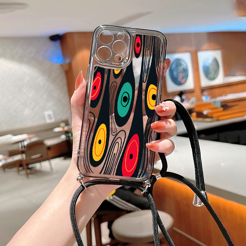 Lanyard Silicone Case Colorful Eye Graphic Phone Case - Temu United Kingdom