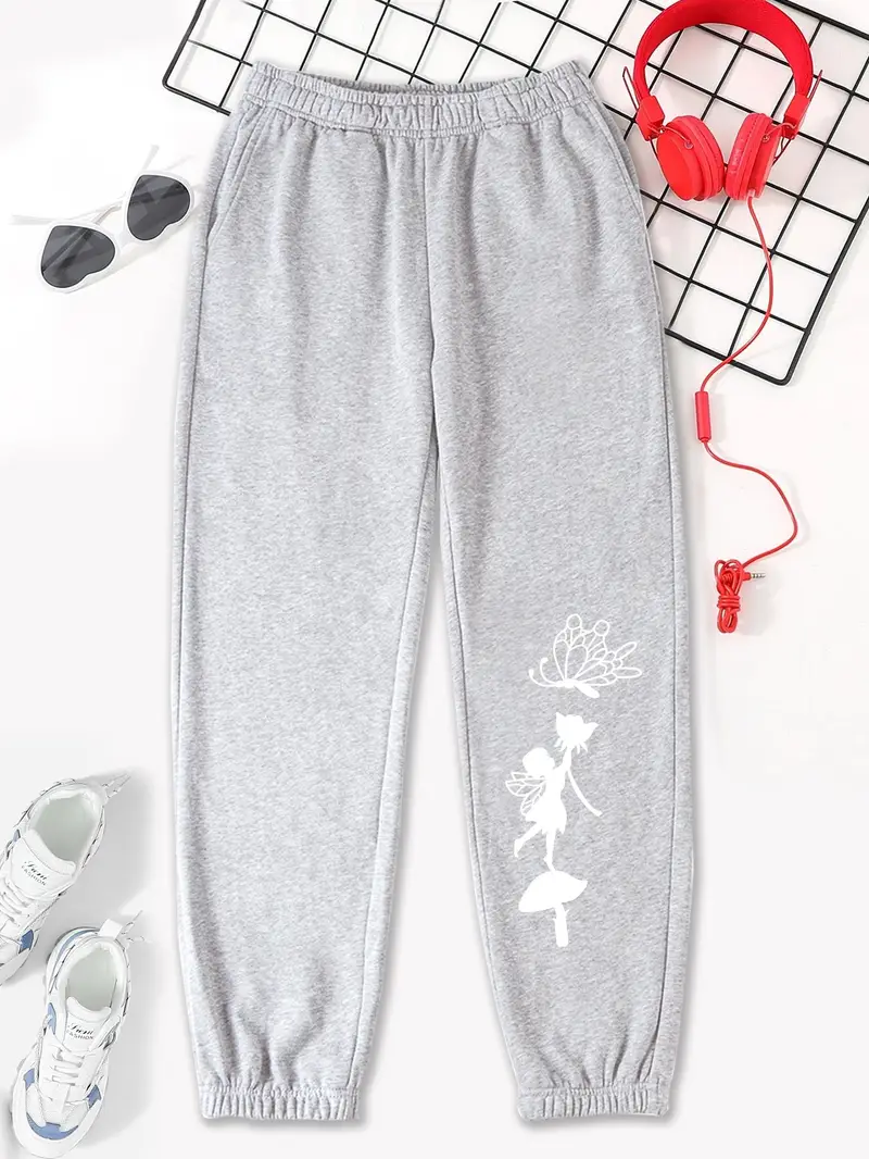 Smart Angel Butterfly Graphic Sweatpants Girls Elastic Waist Temu