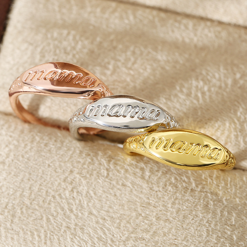 Classic Rings Silver Plated Carved Letter On The Surface - Temu Australia