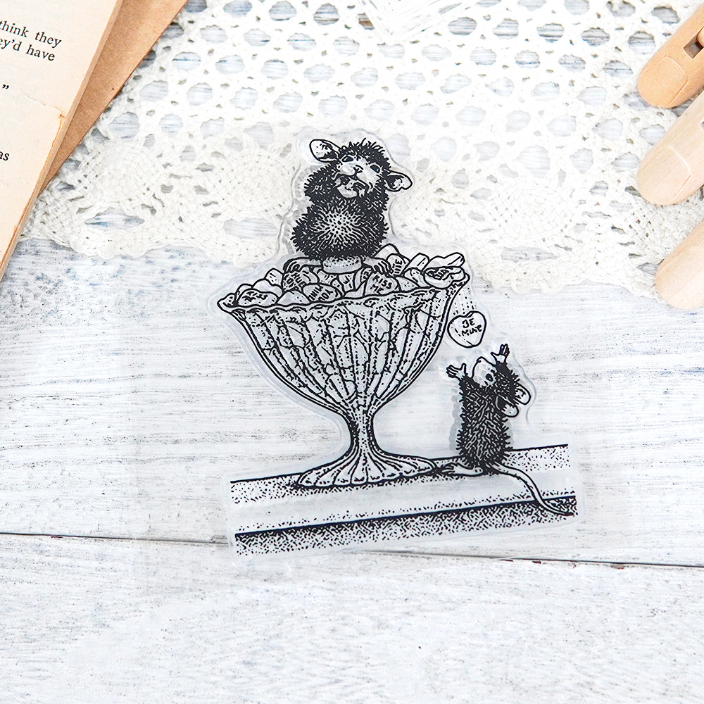 Cartoon Mouse Series Rat In Cup Baby Rat Eating Clear Stamps - Temu United