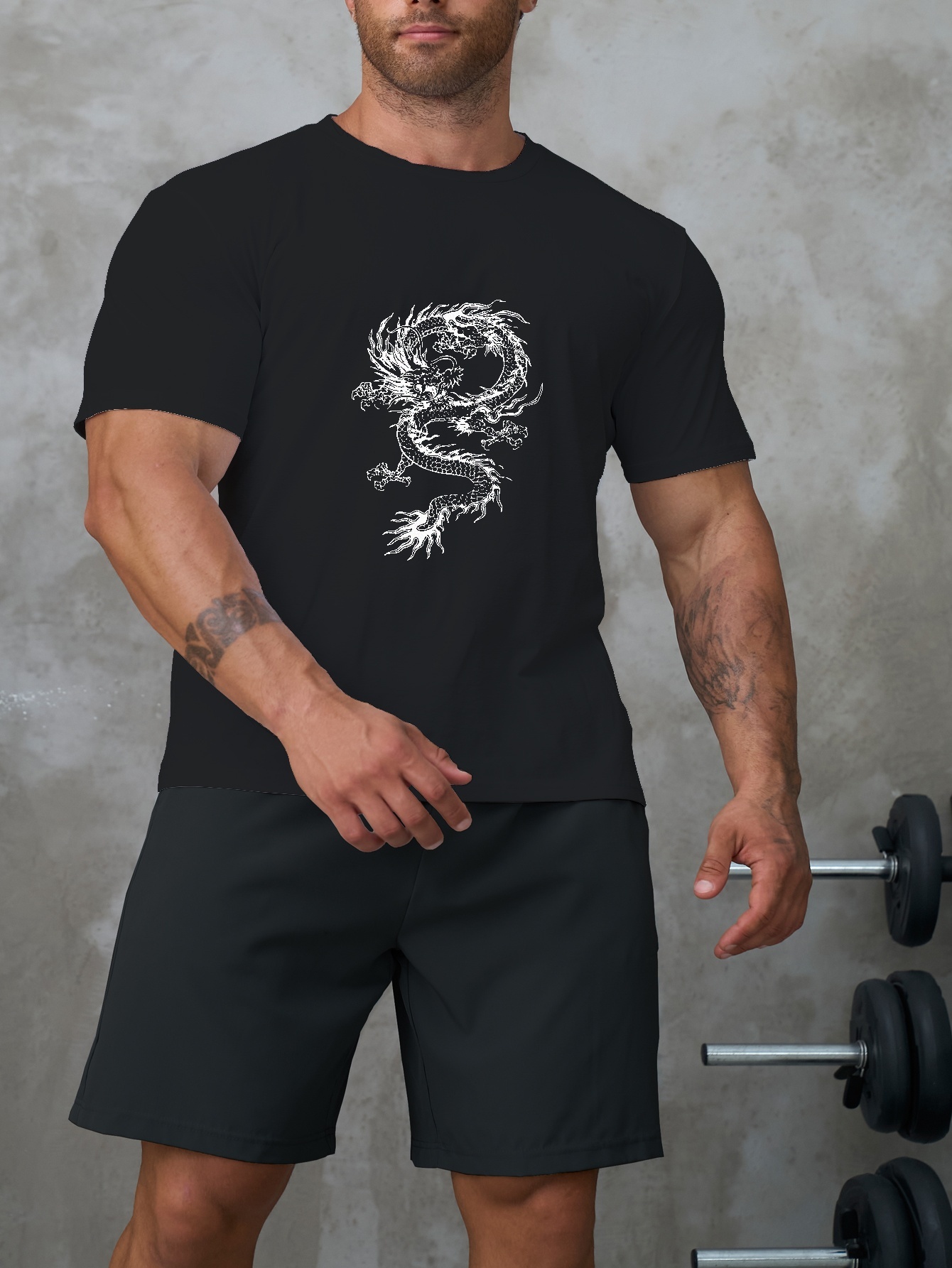 Plus Size Men's Anime Dragon Graphic Print T shirt Shorts - Temu New ...