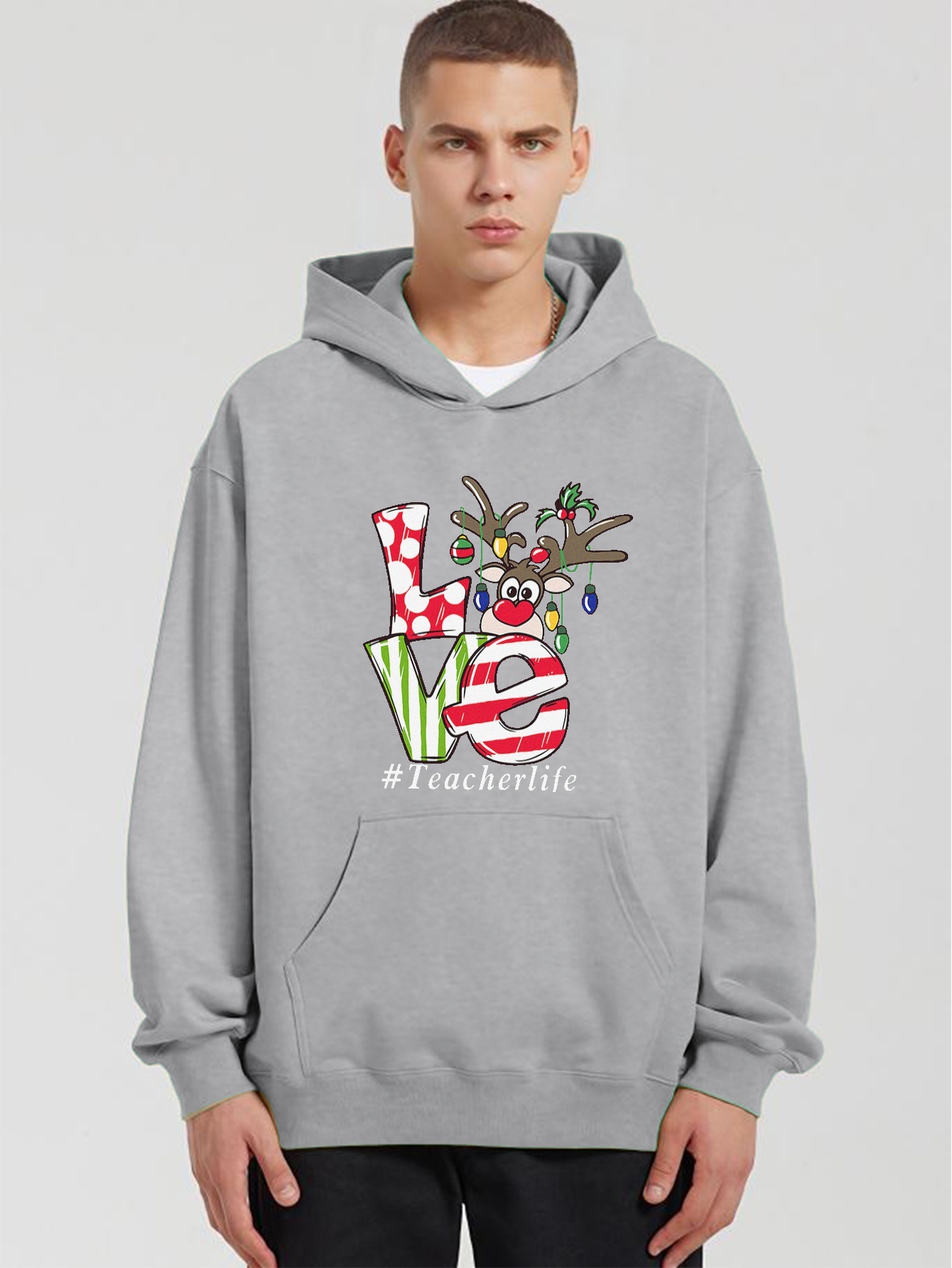 christmas love print hoodies men graphic sweatshirt kangaroo - Temu New Zealand