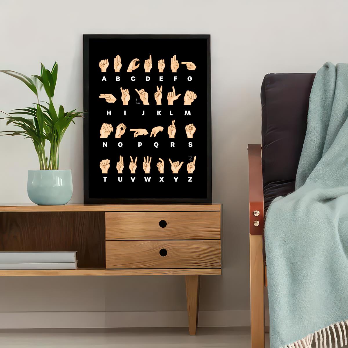 Canvas Poster Cartoon Art Sign Language Asl Alphabet Fingers - Temu