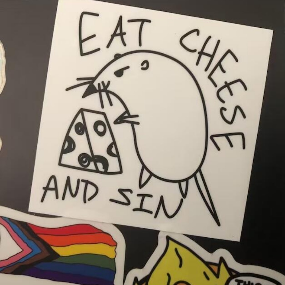 Eat Cheese Sin Vinyl Sticker Car Bottle Laptop Decal - Temu