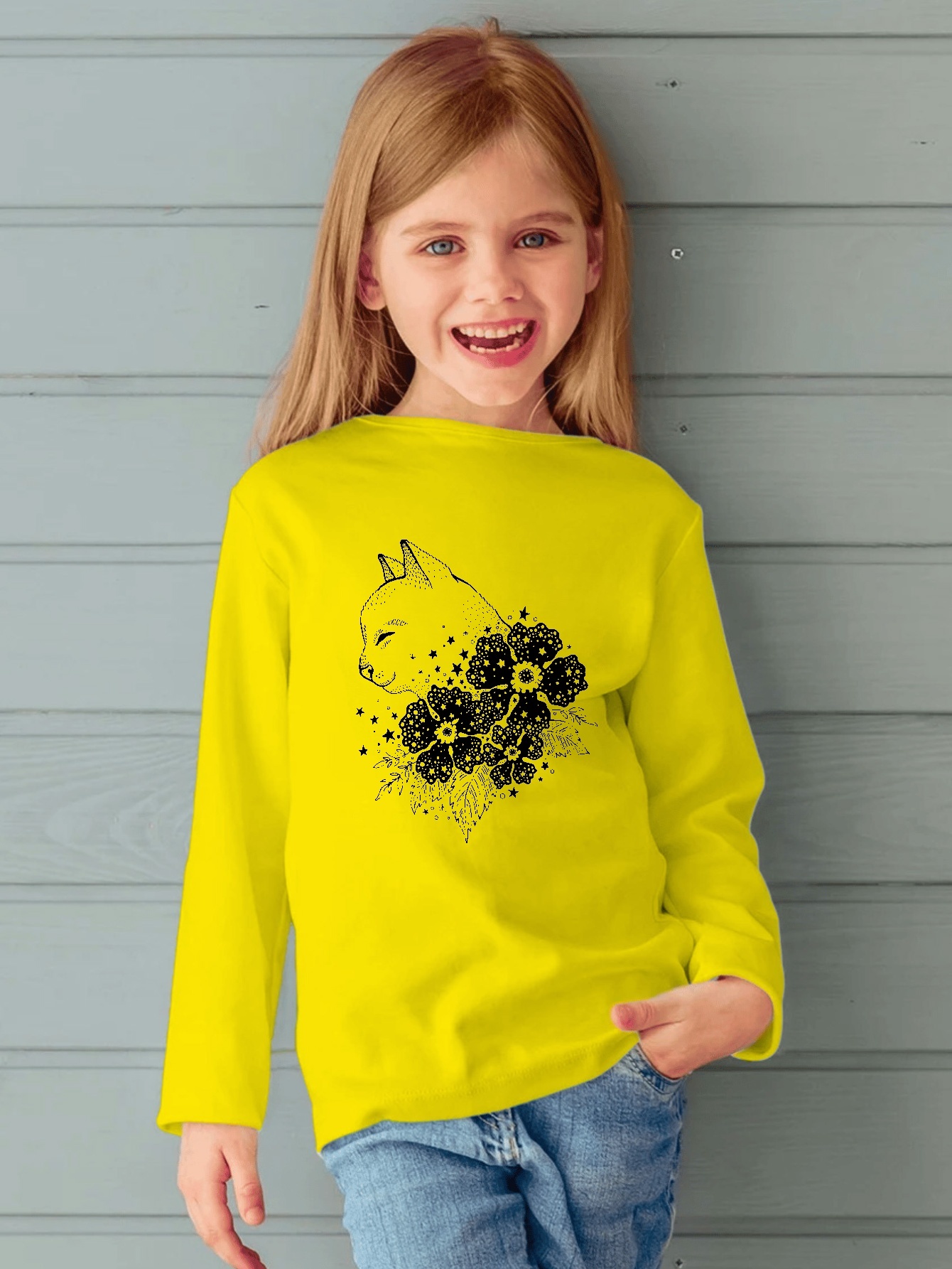 Baby Girls Toddler Girls Flower Cat Print Cartoon Kitten - Temu Netherlands