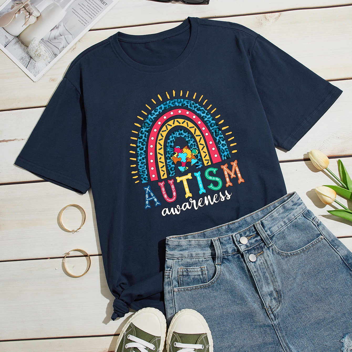 Autism Awareness Rainbow Iron Decals Heat Transfer Patches - Temu