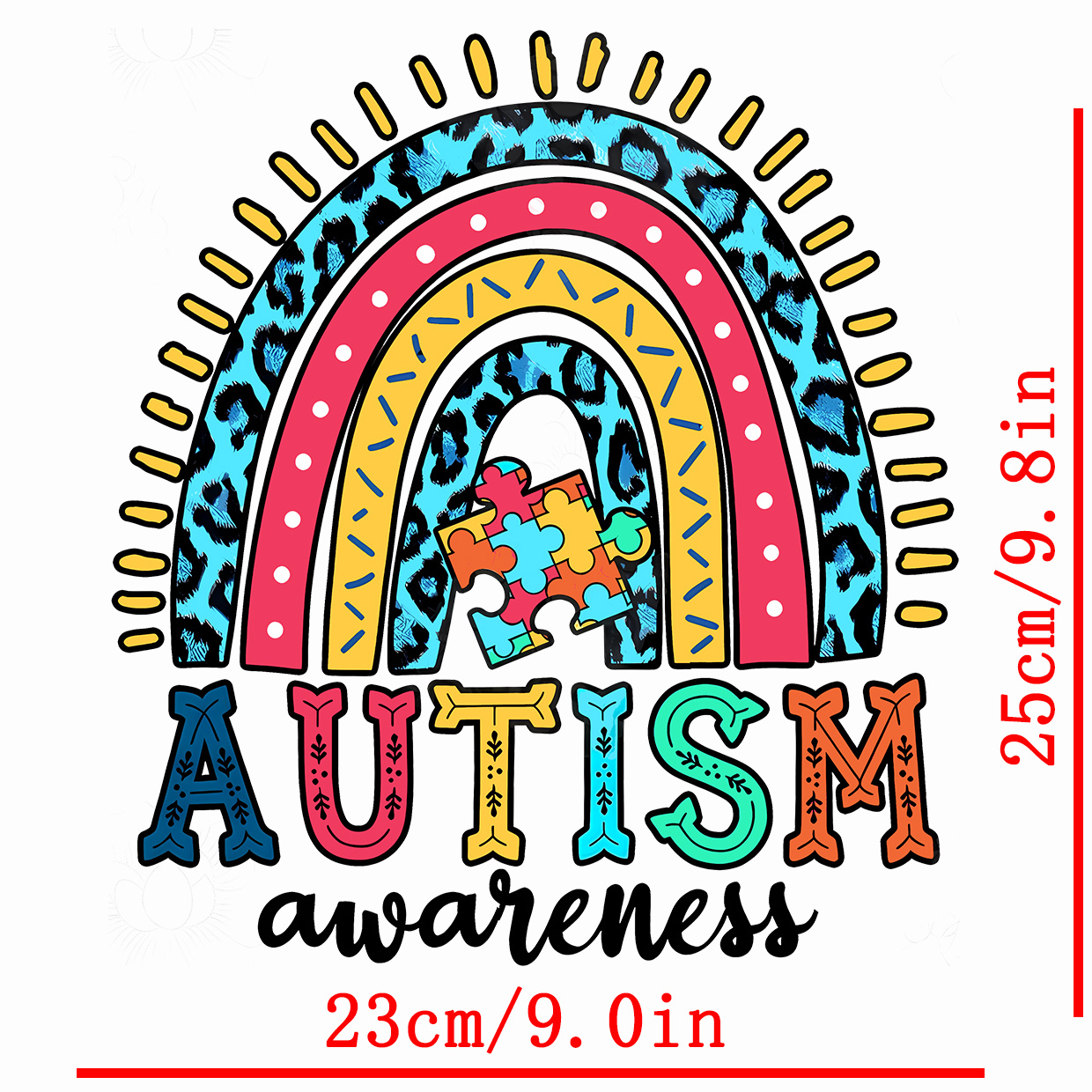 Autism Awareness Rainbow Iron Decals Heat Transfer Patches - Temu
