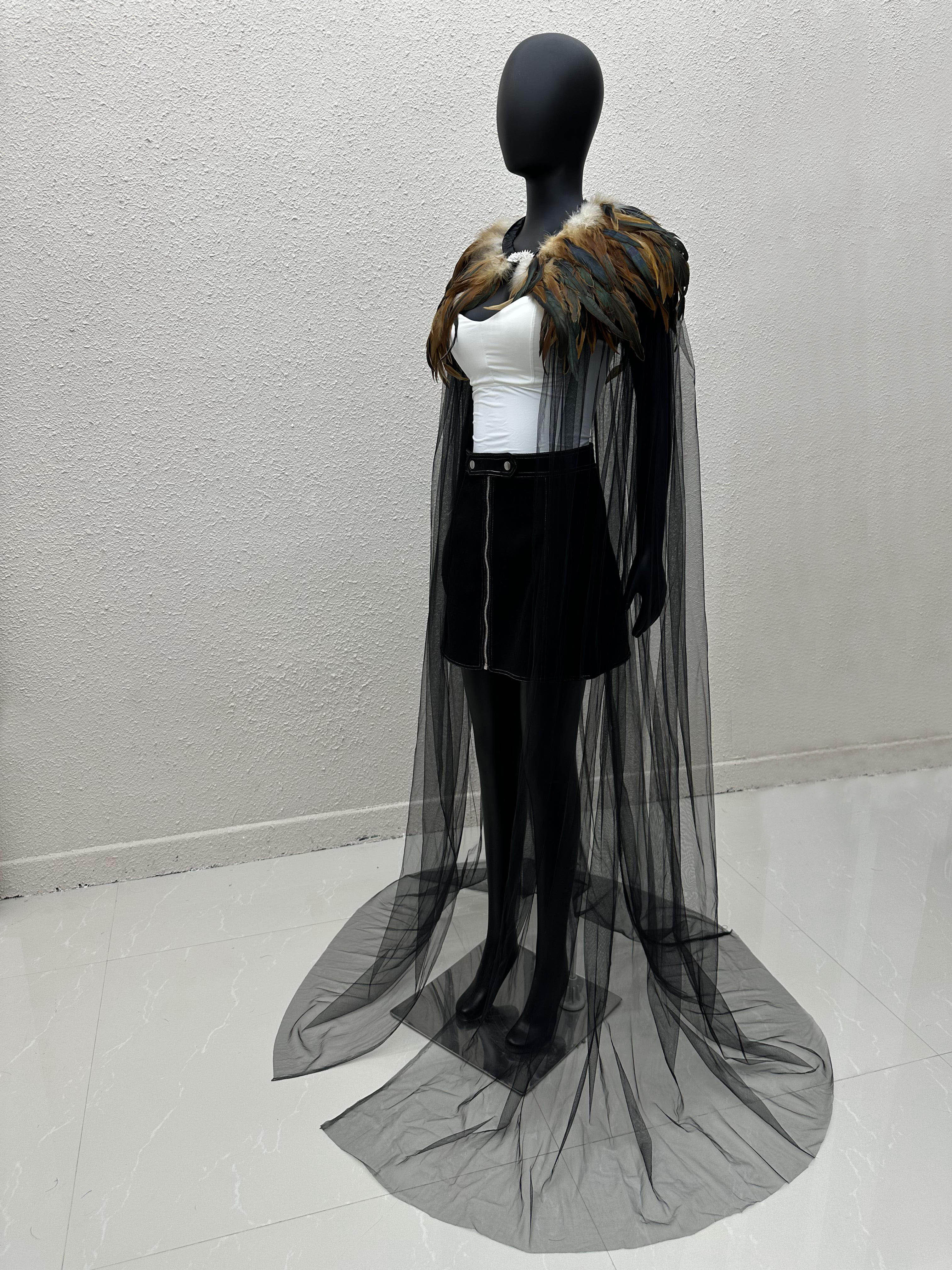 12 Color Gothic Mesh Lace Faux Feather Robe Cape Christmas - Temu