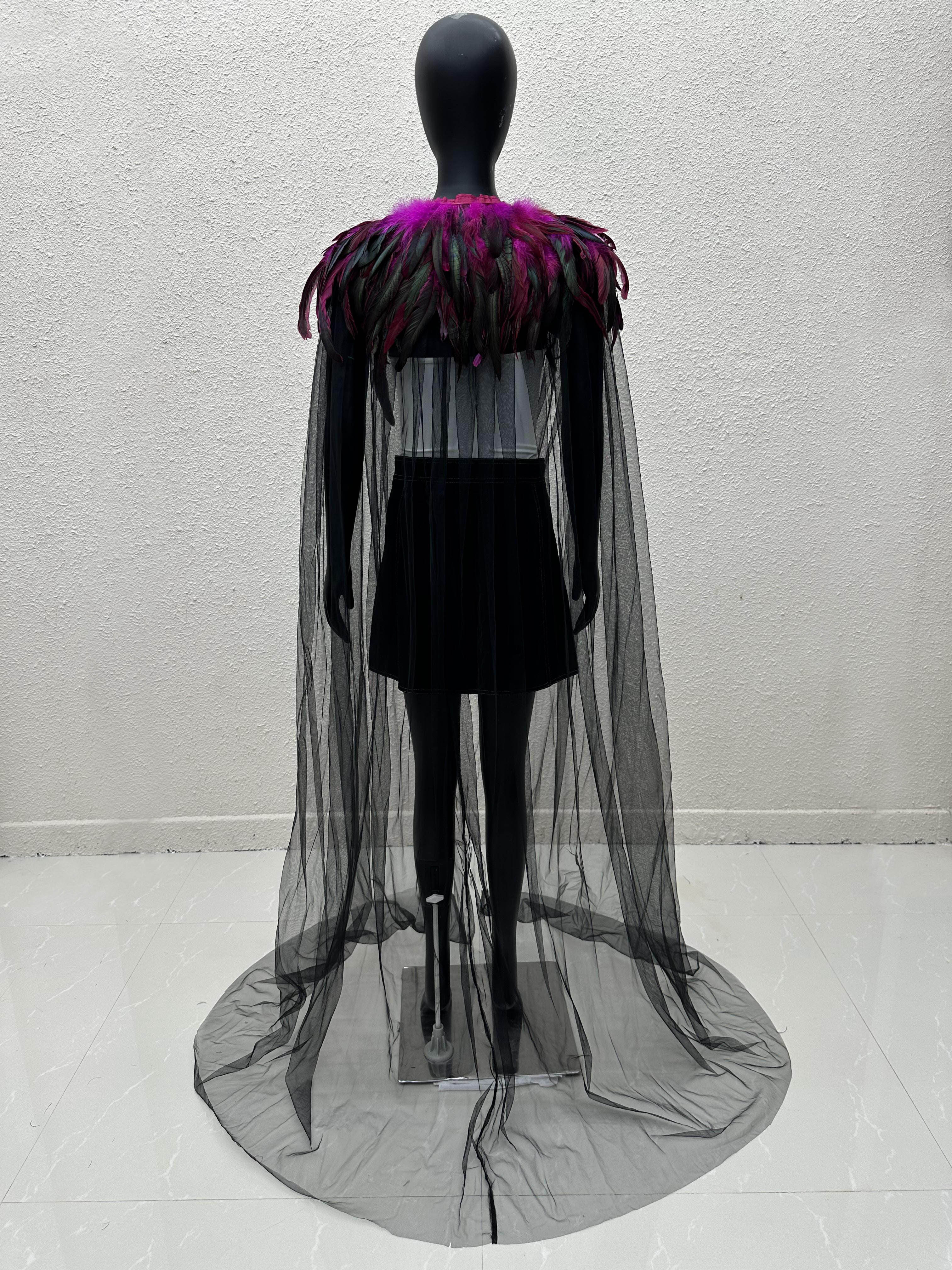 12 Color Gothic Mesh Lace Faux Feather Robe Cape Christmas - Temu