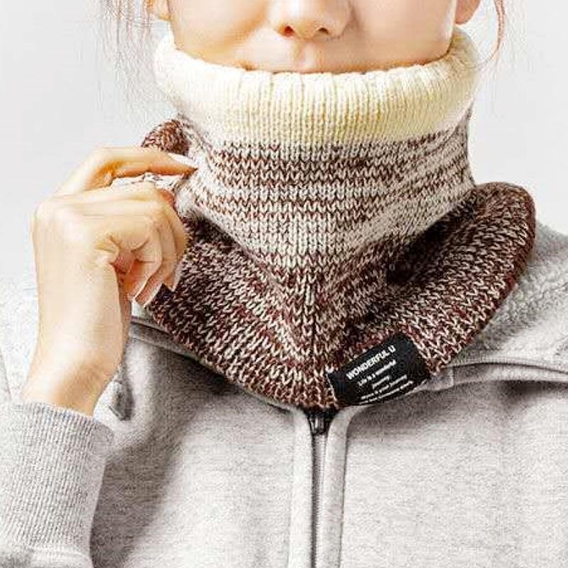1pc Plus Cashmere Thickening Warm Knitted Scarf Neck Cover Outdoor Cold ...