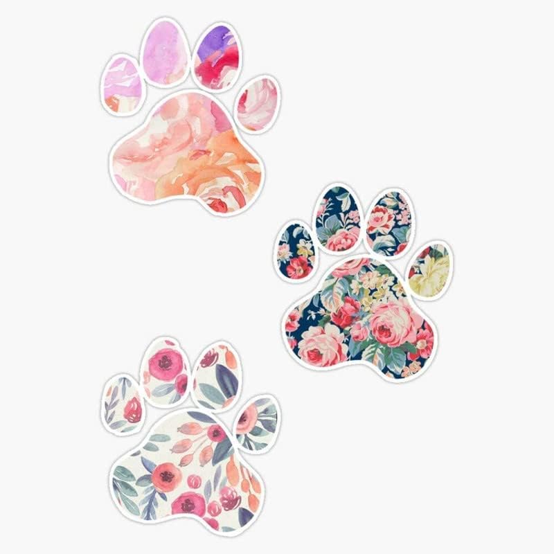 Floral Paw Print Vinyl Sticker Decal Car Bumper Truck - Temu Canada