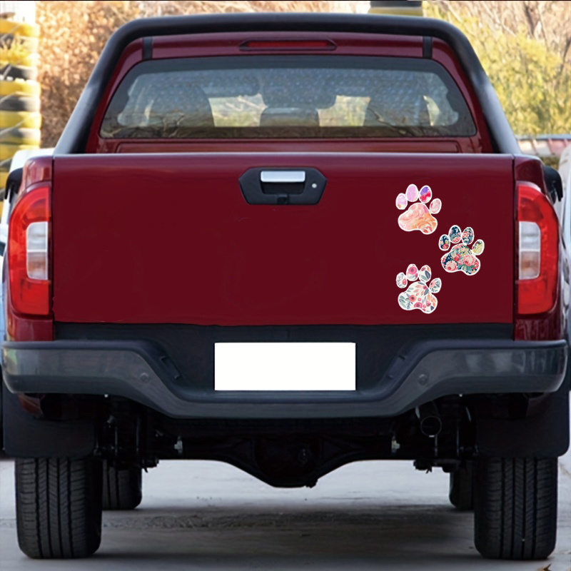 Floral Paw Print Vinyl Sticker Decal Car Bumper Truck - Temu Canada