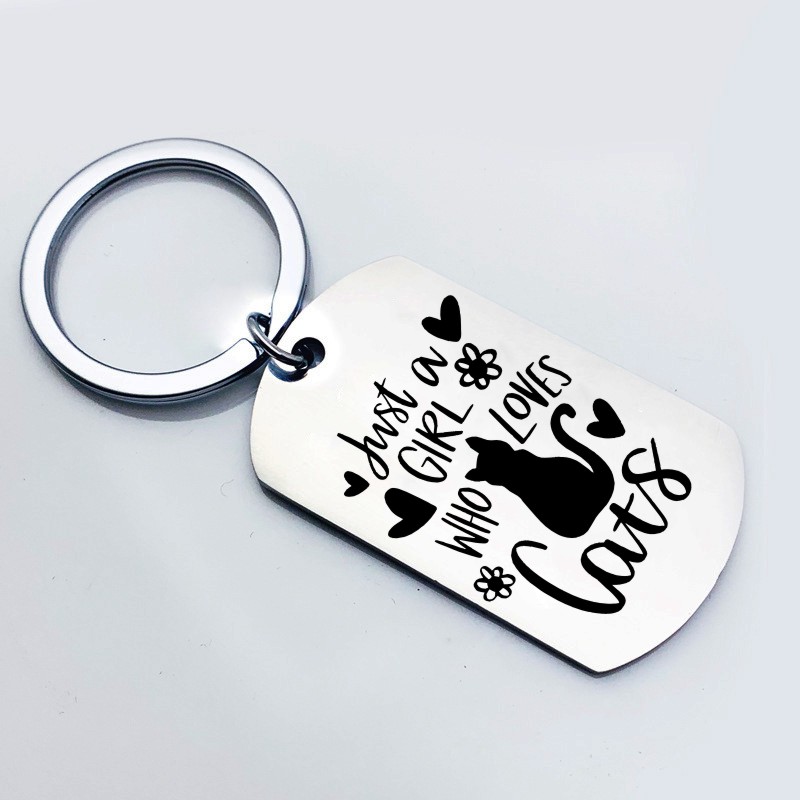 a cats keychain cute stainless chain ring - {region_name}