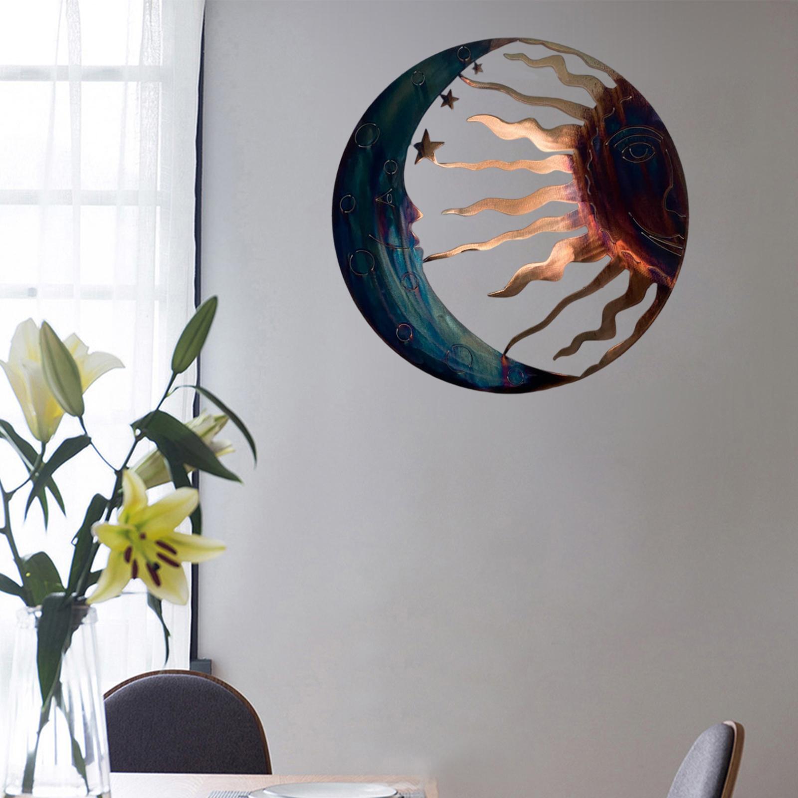 Metal Wall Art Decor Sun Moon Stars Large 3d Face Celestial - Temu