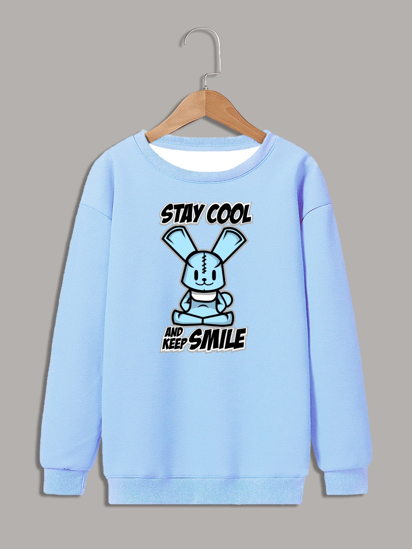 Cute Rabbit And Stay Cool And Keep Smile Letter Pattern - Temu Australia