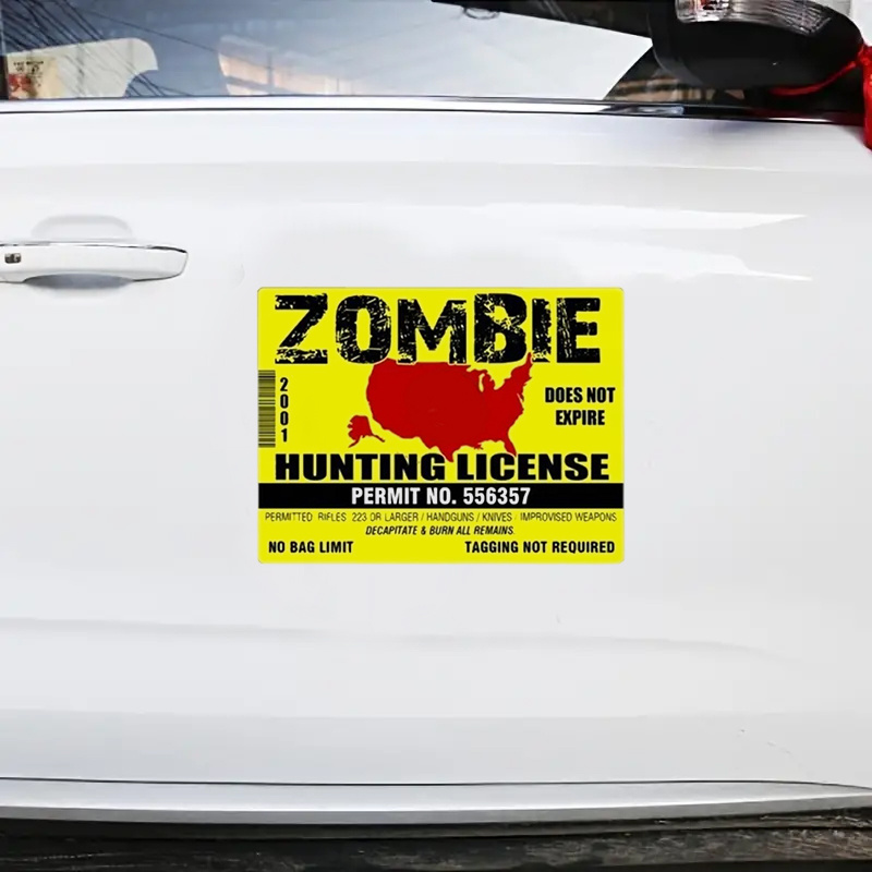 Zombie Hunting License Car Stickers Laptop Water Bottle Car - Temu Canada