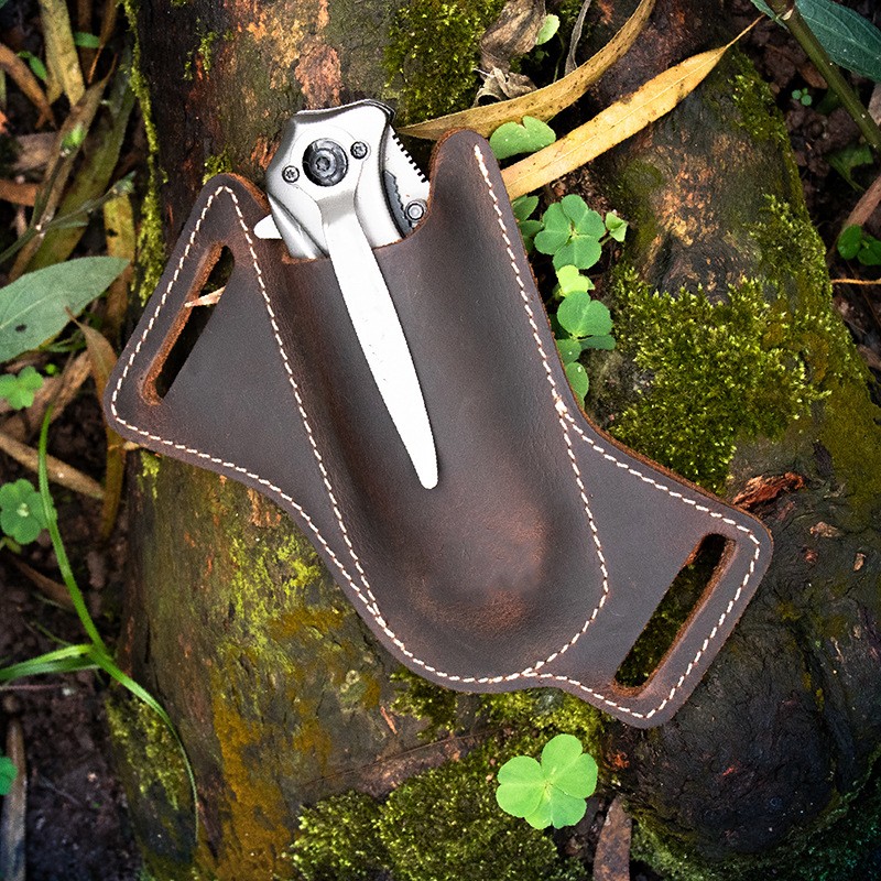 Leather Pocket Knife Sheath Belt Edc Belt Folding Knife - Temu