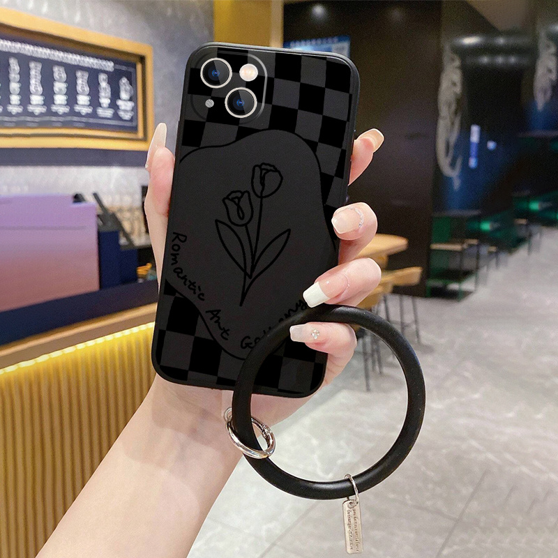 Lanyard Silicone Case Flower Graphic Phone Case Iphone 11 14 - Temu ...
