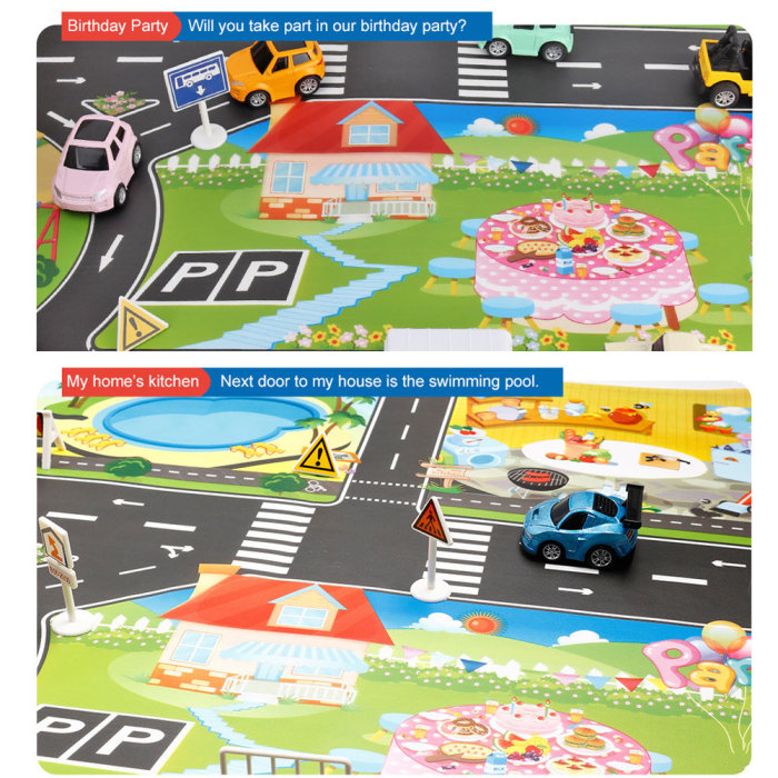Play Mats House Signs Car Model Parking City - Temu